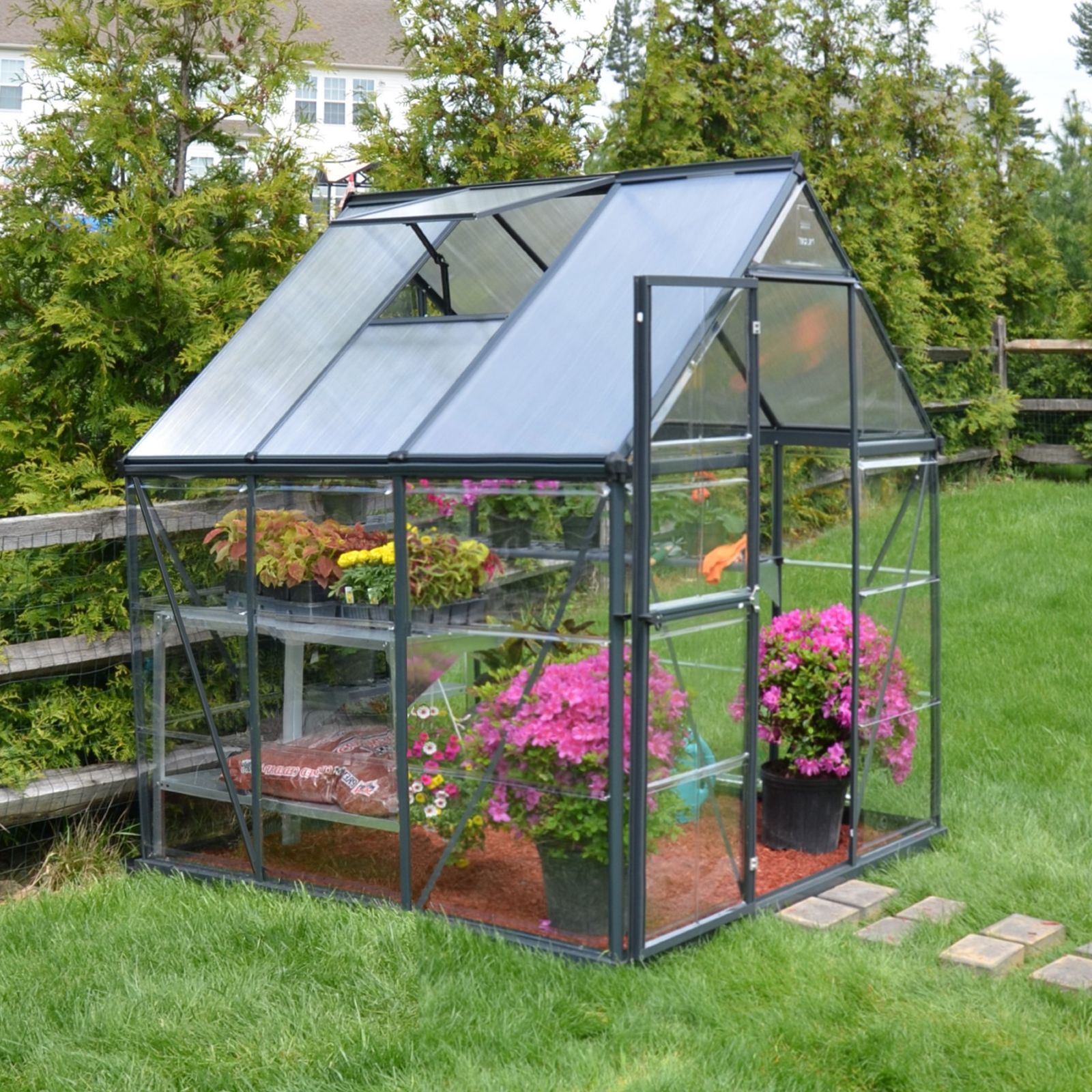 6' x 6' Hybrid Greenhouse - Grey Frame