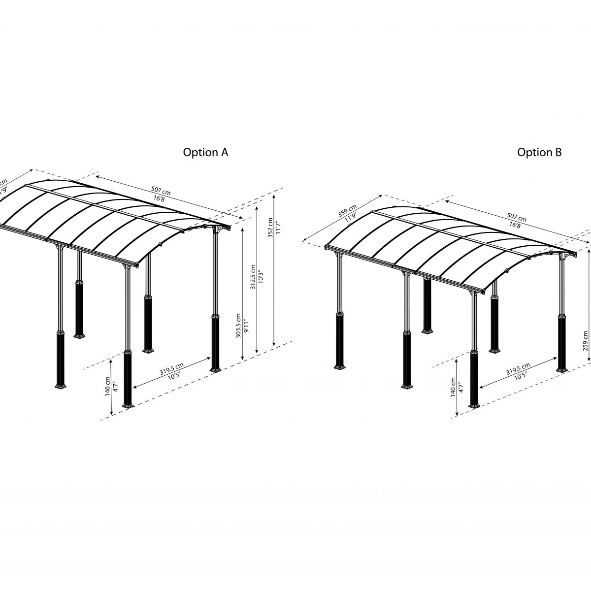 ARCADIA ALPINE 10600 CARAVAN CARPORT 10.6mx3.6m