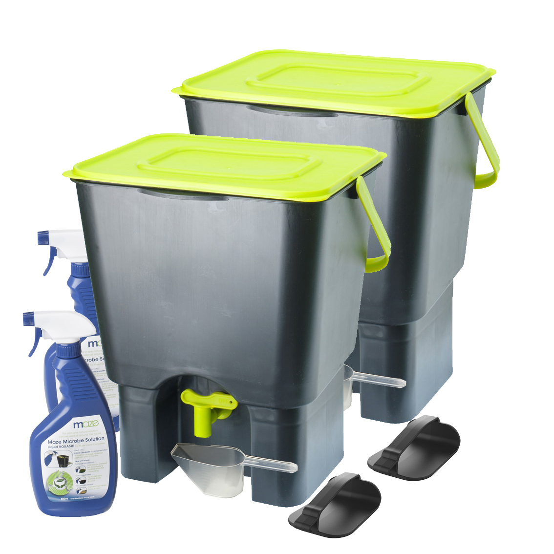 Maze 18L Bokashi Bin - Indoor Kitchen Composter Kit - Twin Pack