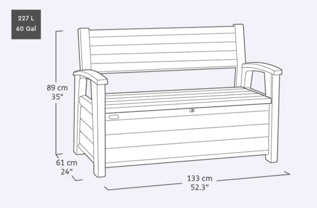 Keter Signature 227L Storage Bench - Walnut Look